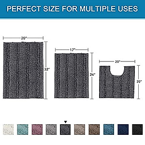 H.VERSAILTEX Item Striped Chenille Rug Pack 2-20" x 32"/17" x 24" and Pack 2-20" x 32"/20" x 20" Bundle