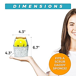 Saratoga Home Farmhouse Sponge Holder for Kitchen Sink No-Scratch, Rust-Resistant Coated Galvanized Steel with Rustic Wooden Accent, Caddy Fits 2+ Sponges, Pads and Scrub Brushes