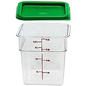 Cambro Polycarbonate Square Food Storage Containers 4 Quart With Lid - Pack of 2