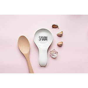 VILIGHT Ceramic Spoon Holder for Stove Top - Farmhouse Kitchen Accessories Decor - Spoon Rest for Kitchen Counter - Gifts for Cooking Lovers - White Ladle Holder