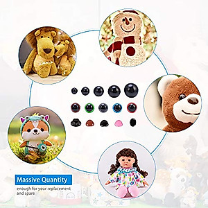 Plastic Safety Eyes and Noses with Washers 570 Pcs, Craft Doll Eyes and Teddy Bear Nose for Amigurumi, Crafts, Crochet Toy and Stuffed Animals (Assorted Sizes)
