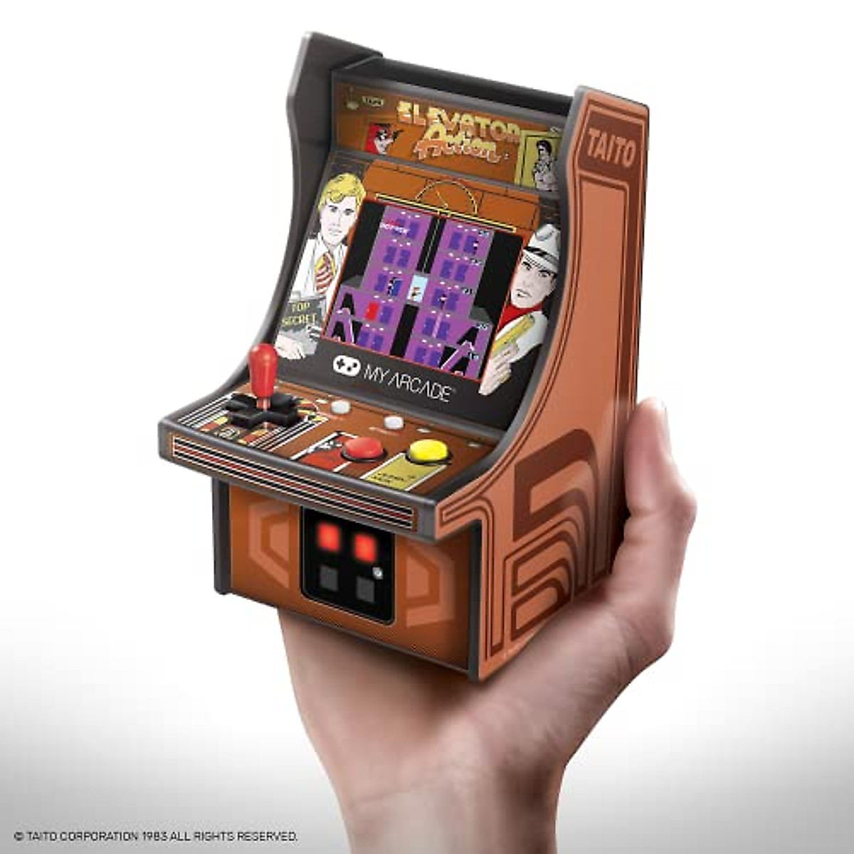 My Arcade Micro Player Mini Arcade Machine: Elevator Action Video Game, Fully Playable, 6.75 Inch Collectible, Color Display, Speaker, Volume Buttons, Headphone Jack, Battery or Micro USB Powered