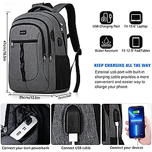 YAMTION Dark Gray Backpack for Men and Women,School Backpack Bookbag for Teen Boys and Girls High School Laptop Backpack with USB for College Student Work Business