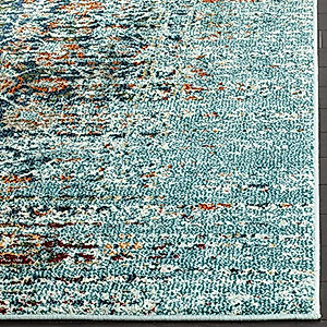 SAFAVIEH Monaco Collection Area Rug - 6'7" x 9'2", Blue & Multi, Boho Abstract Distressed Design, Non-Shedding & Easy Care, Ideal for High Traffic Areas in Living Room, Bedroom (MNC208J)