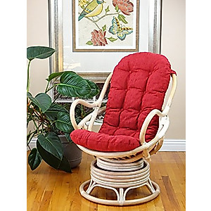 Lounge Swivel Rocking Rattan Wicker Java Chair Handmade w/Light Brown Cushion,Colonial Color