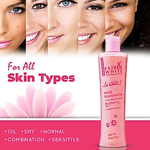 FAIR & WHITE So White Body Oil, 250ml / 8.45fl.oz - with Vitamin E, Almond Oil and 'Lumiskin', Hydrating Formula for Wrinkles, Dryness and Dark Spots