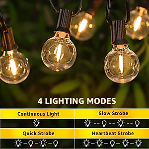 Mlambert Solar String Light Outdoor 30ft, ShatterProof Lights with 4 Modes, 15+1Bulbs, Waterproof LED Global Lights for Garden, Backyard, Porch, Black
