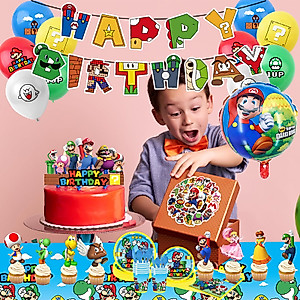 189 PCS Birthday Party Supplies, Party Decorations Includes Balloons, Film Balloons, Plates, Cups, Banners, Knives, Forks, Spoons, Napkins, Stickers, Cake Topper, Cupcake Toppers, Tablecloth