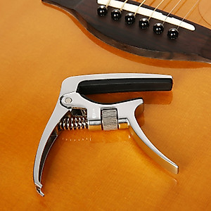 SGPRO Adjustable Capo for Acoustic Guitars, Electric Guitars, and Ukuleles - Superior Zinc Alloy and Silicone Made (Adjustable Silver)