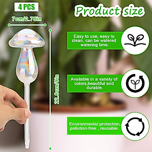 4pcs Plant Watering Globes, Watering Globes Glass Rainbow Clear Self Watering Bulbs for Plants Watering Bulbs Automatic Plant Waterer for Indoor Outdoor Plants Flowers Garden Water Device