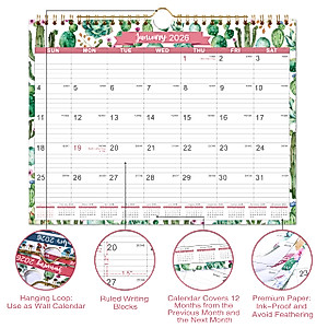 2025-2026 Wall Calendar - 18 Months Wall Calendar 2025-2026 from Jul. 2025 - Dec. 2026, 11" x 8.5", Twin-wire Binding, Ruled Blocks with Julian Dates