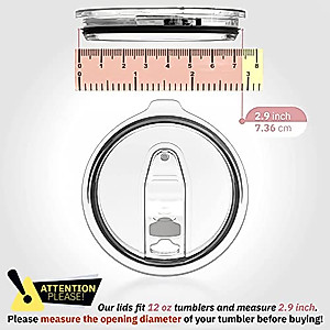 4 Wine Tumbler Lids 12 oz Spill Proof - 2.9 Inch Diameter - No Leak Splash Proof Replacement Silicon Slider Locking Closure, 4 Lids For Tumbler Open Close by C&Berg