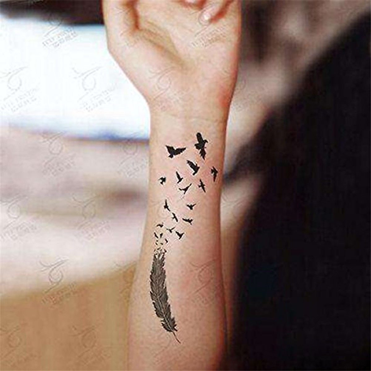 COKOHAPPY 10 Sheets Tiny Temporary Tattoo Feather Bird for Men Women