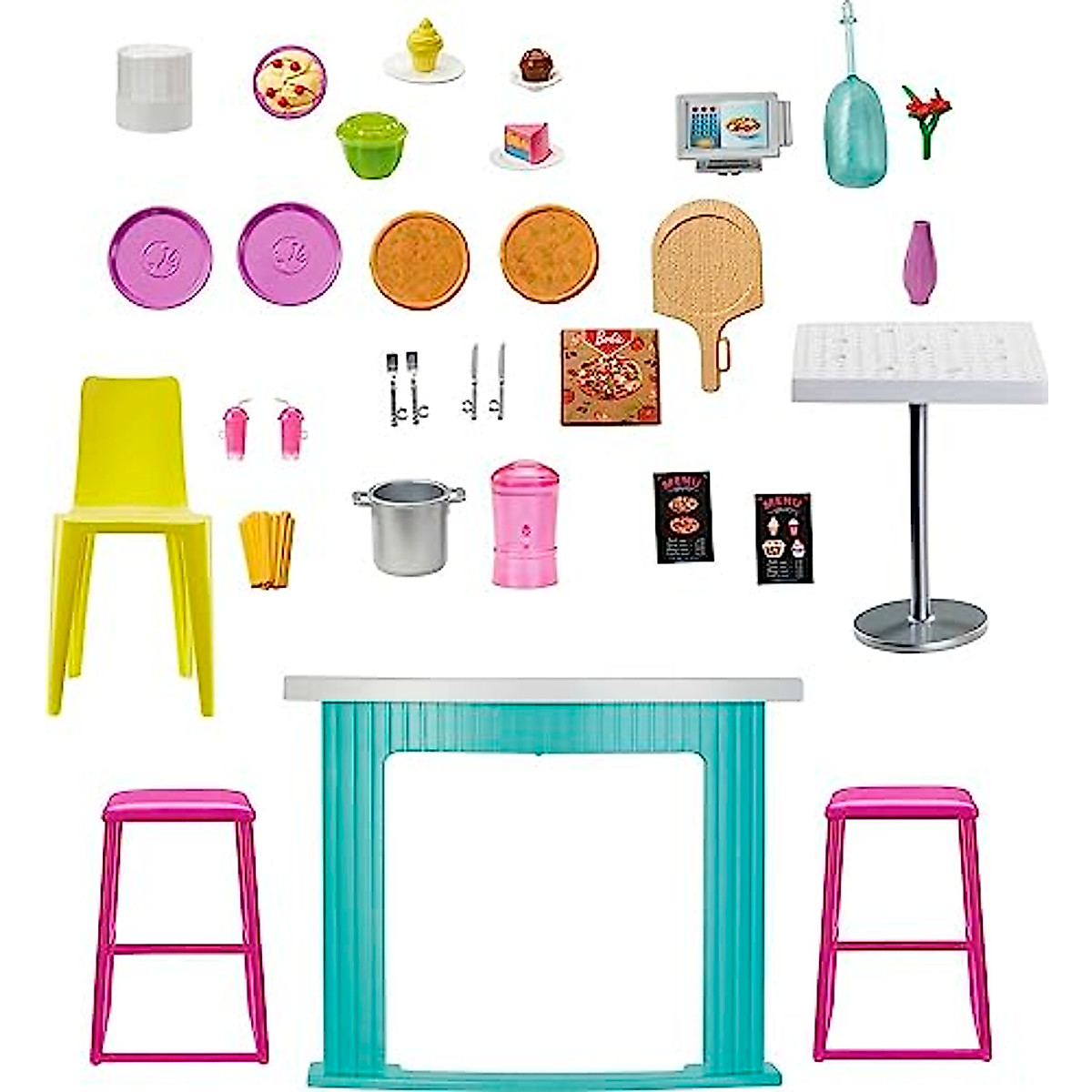 Barbie Doll & Playset, Cook 'n Grill Restaurant with Pizza Oven & 30+ Pieces Including Furniture & Kitchen Accessories