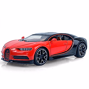 1:32 Bugatti Chiron zinc Alloy Pull Back Car Diecast Electronic Toys with Lights and Music,Decorative,Mini Vehicles Toys for Kids,Boyfriend,Young Peoples Gift（red）