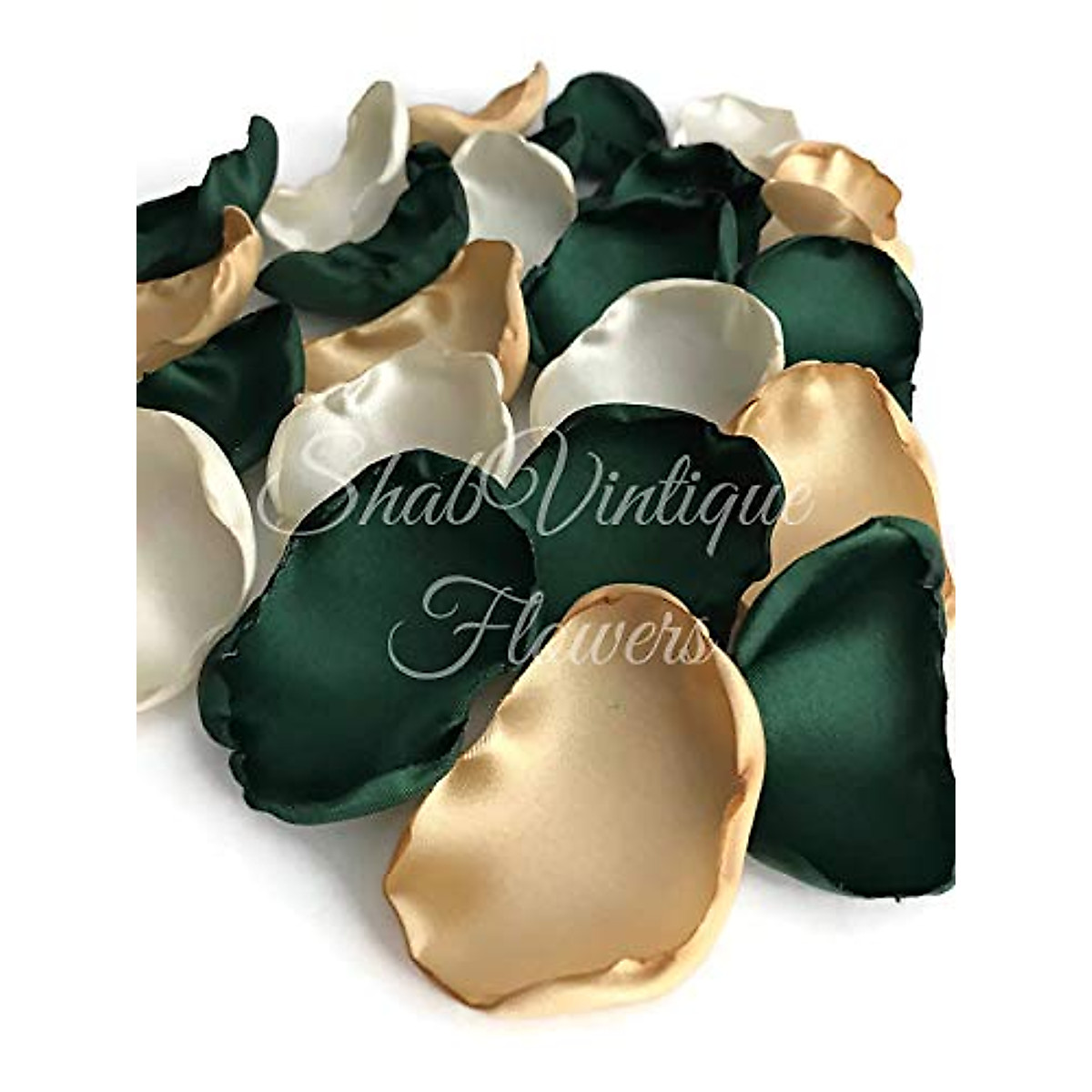 Emerald gold ivory 100 flower petals wedding decor bridal shower decor baby shower decor flower girl petals