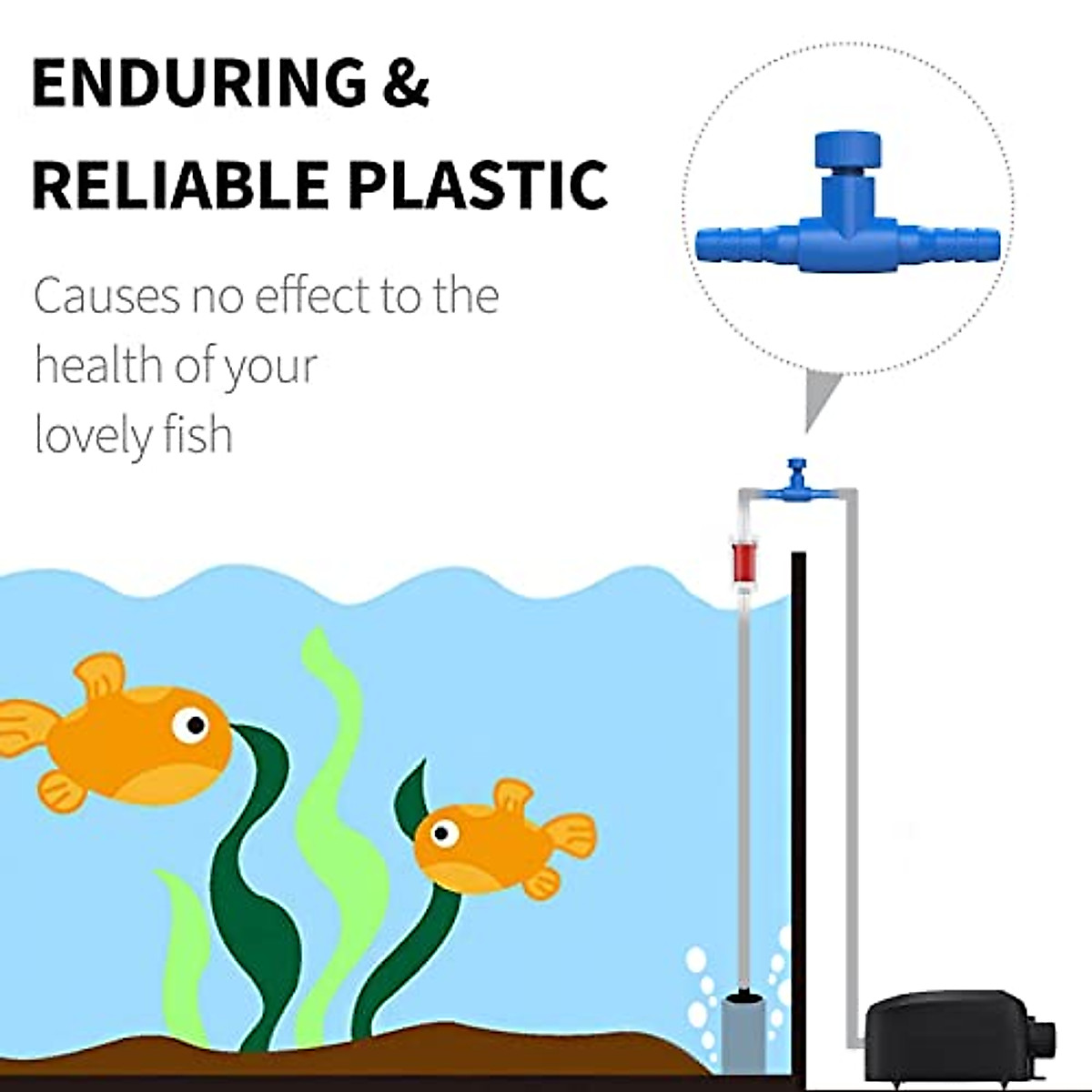 Pawfly Aquarium Air Control Valves for 3/16" ID Airline Tubing Single Way Plastic Air Flow Controllers Regulators Adjustable Blue Hose Connectors Air Pump Accessories for Fish Tanks, 10 Pack