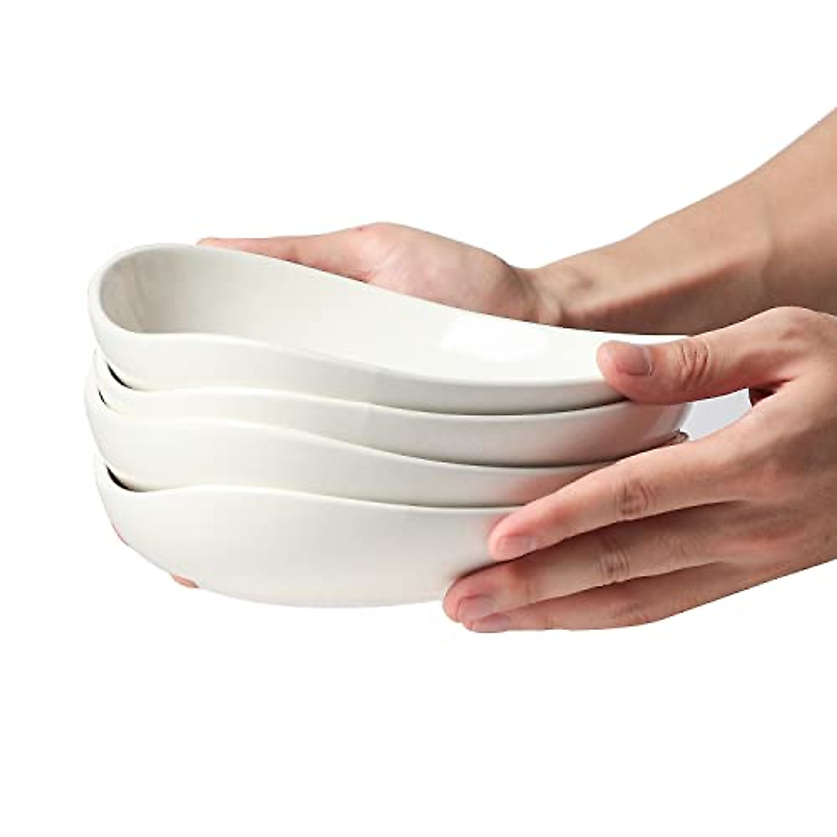 KITCHENLESTAR 8 inch Porcelain Dinner Plates, Large Size Serving Plate for Salad, Pancakes, Steak, Set of 6 (White-1)