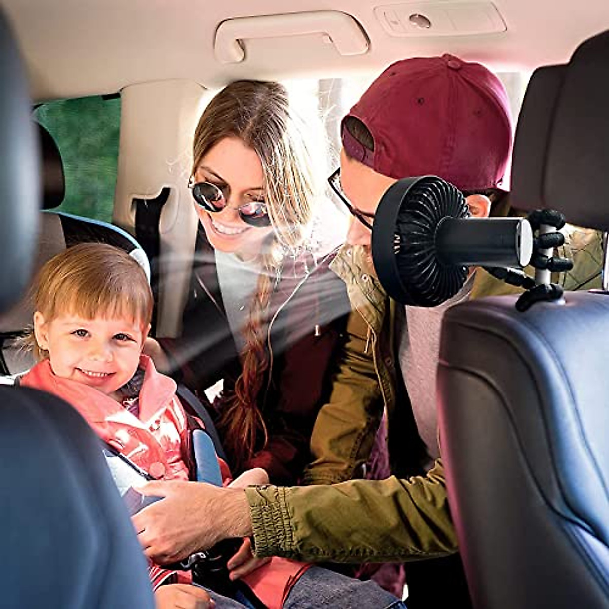 Funsland Mini Portable Stroller Fan Clip on for Baby, USB Rechargeable or Battery Operated Handheld Personal Portable Fan, Flexible Tripod Baby Stroller Fan 3 Speed Clip on Fan for Car Seat Travel