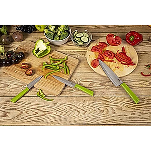 KUHN RIKON Colori+ Classic 2-Piece Paring Knife and Utility Knife Set with Safety Sheaths, Green