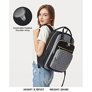 LOVEVOOK Laptop Backpack for Women, Fashion Travel Work Commuter Backpack Purse with USB Port, Lightweight Casual Daypacks, Nurse Teacher College Computer Bag, Fit 15.6" Laptop