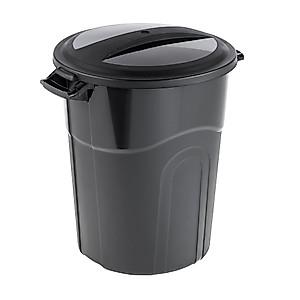 LEEPE 20 Gallon Heavy Duty Plastic Garbage Can, Included Lid, Black