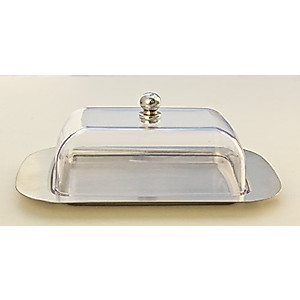 Zoie + Chloe Stainless Steel Butter Dish with Easy to Hold Lid