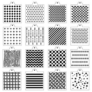 16 Pcs 5.5x5.5in Cookie Stencil Baking Stencils for Royal Icing Cookies, Airbrush Cookies; Sugar Cookie Stencils,Craft Painting Stencil, Stencil Genie Stencils (Essential)