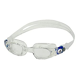 Aqua Sphere Mako II Adult Swim Goggles - Easy Adjust Buckles, 180-Degree Panoramic | Unisex Adult, Clear Lens, Transparent/Blue Frame (EP3080040LC)