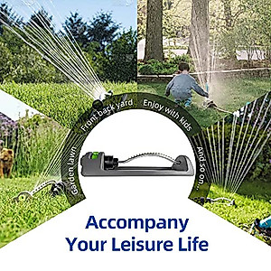 Lawn Sprinkler, HH Together Oscillating Sprinkler with 18 Hole Brass Nozzles, Water Sprinkler for Lawn & Garden Covers up to 3,600 sq.ft, Easy Adjust Range Control