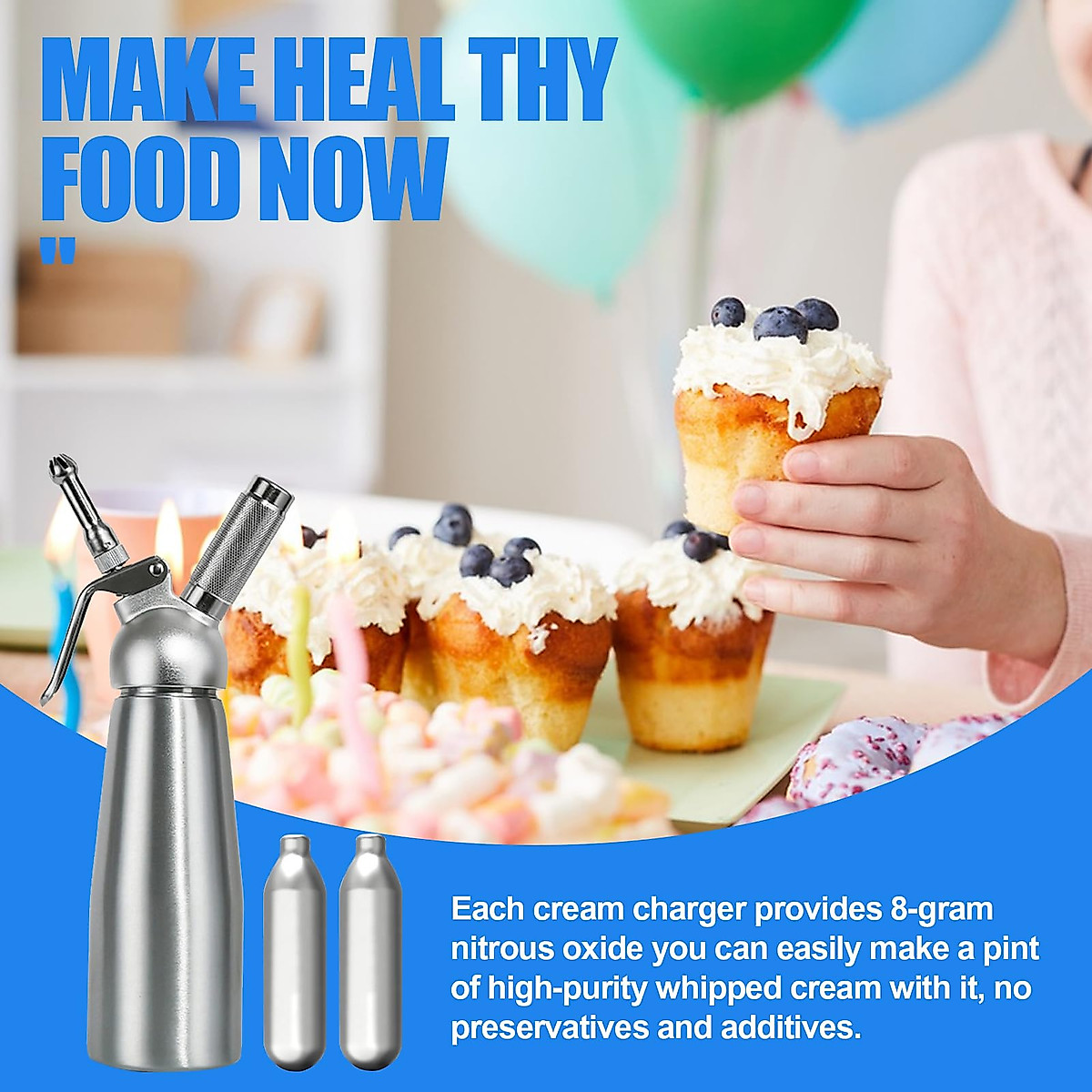 Whipped Cream Chargers N2O Nitrous Oxide 8-Gram Cartridge for Whipper Whipped Cream Dispenser (Packs of 50)