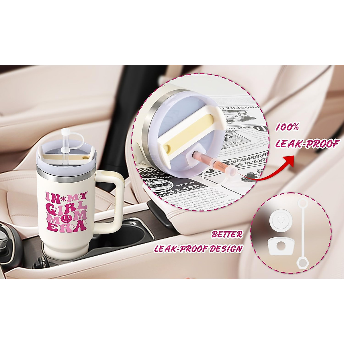 Gusgopo Gifts for Mom, 40 Oz In My Girl Mom Era Tumblers, Cute Mother Cups for Mother's Day Birthday