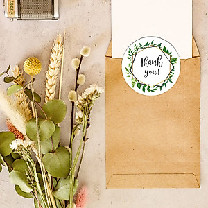 Greenery Wreath Thank You Stickers, 2 inch 50Pcs Self-Adhesive Thank You Labels Great for Wedding, Small Business, Bakeries, Handmade Goods Birthday Party Favors Labels & Mailing Supplies.