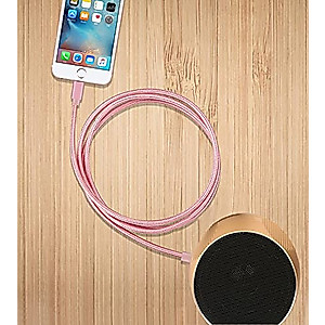 Aux Cord for iPhone, Lightning to 3.5mm Audio Nylon Braided Cable for iPhone 13 12 11 XS XR X 8 7 6 iPad iPod to Car/Home Stereo/Headphone/Speaker, Apple MFi Certified Headphone Jack Adapter (Pink)