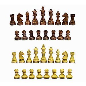 Stonkraft - 19" x 15" (Chess Board Size 12" x 12") Genuine Roll-Up Leather Chess Set - with Wooden Chess Pieces - Brown | with Innovative Carry Pouch