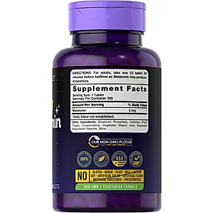 Carlyle Melatonin 5mg | 300 Tablets | Drug Free Supplement | Vegetarian, Non-GMO, Gluten Free