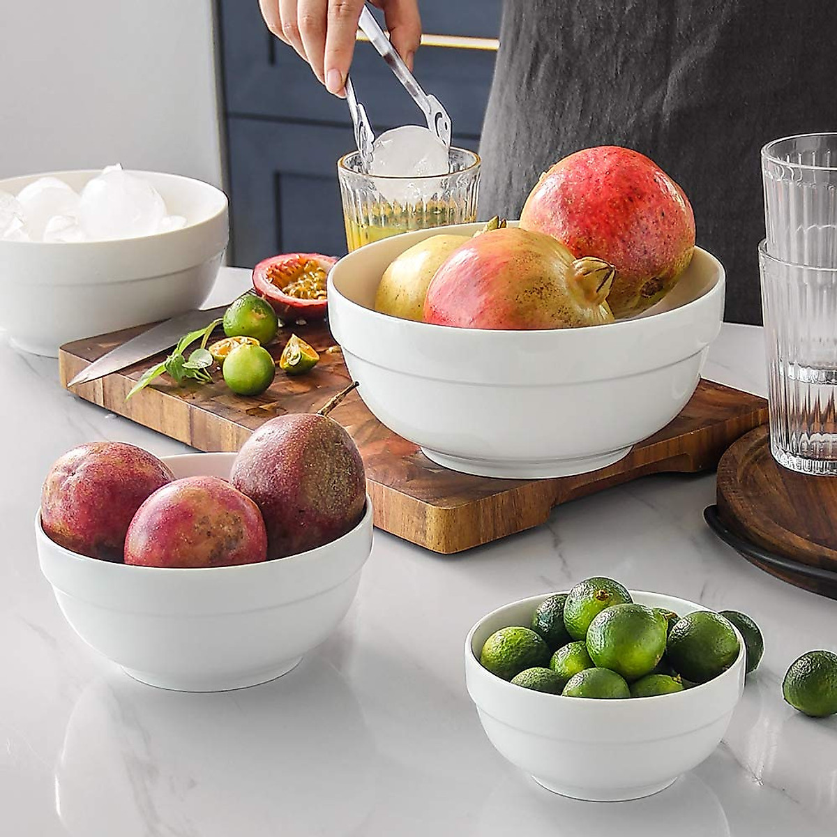 DOWAN Ceramic Bowl Set with Lids, Serving Bowls with Lids, Food Storage Container, Porcelain Prep Bowl, Small Mixing Bowls for Kitchen, Microwave & Dishwasher Safe, 64/42/22/12 Ounces, Set of 4