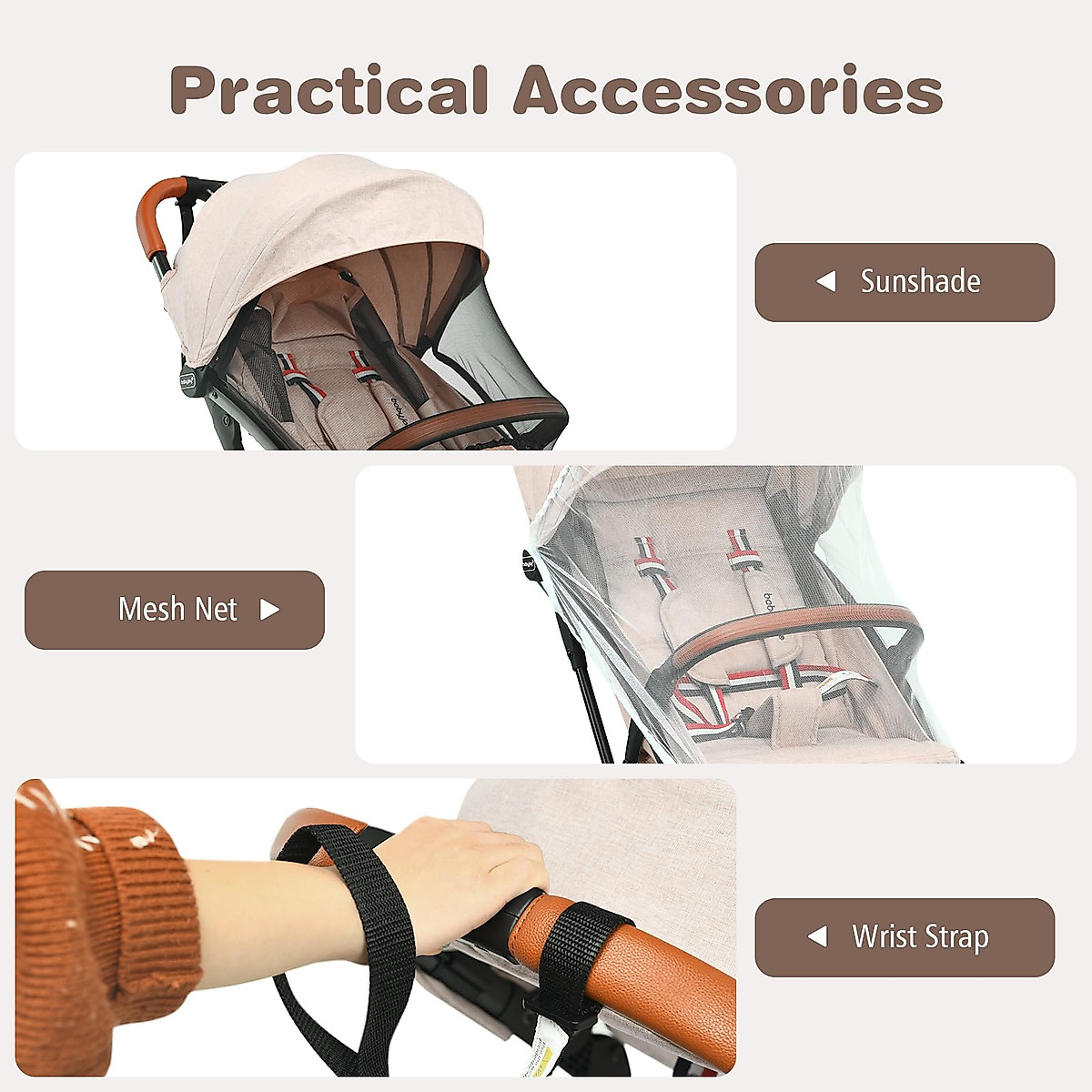 BABY JOY Lightweight Baby Stroller, Compact Toddler Travel Stroller for Airplane, Infant Stroller w/ 5-Point Harness, Adjustable Backrest/Footrest/Canopy, Storage Basket, Easy One-Hand Fold, Beige