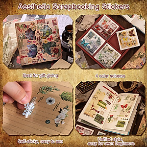 AIERSA Vintage Scrapbooking Journaling Supplies Kit,508Pcs Butterfly Flowers Nature Aesthetic Stickers for DIY Scrapbook,Art Journaling, Junk Journals, Bullet Journaling