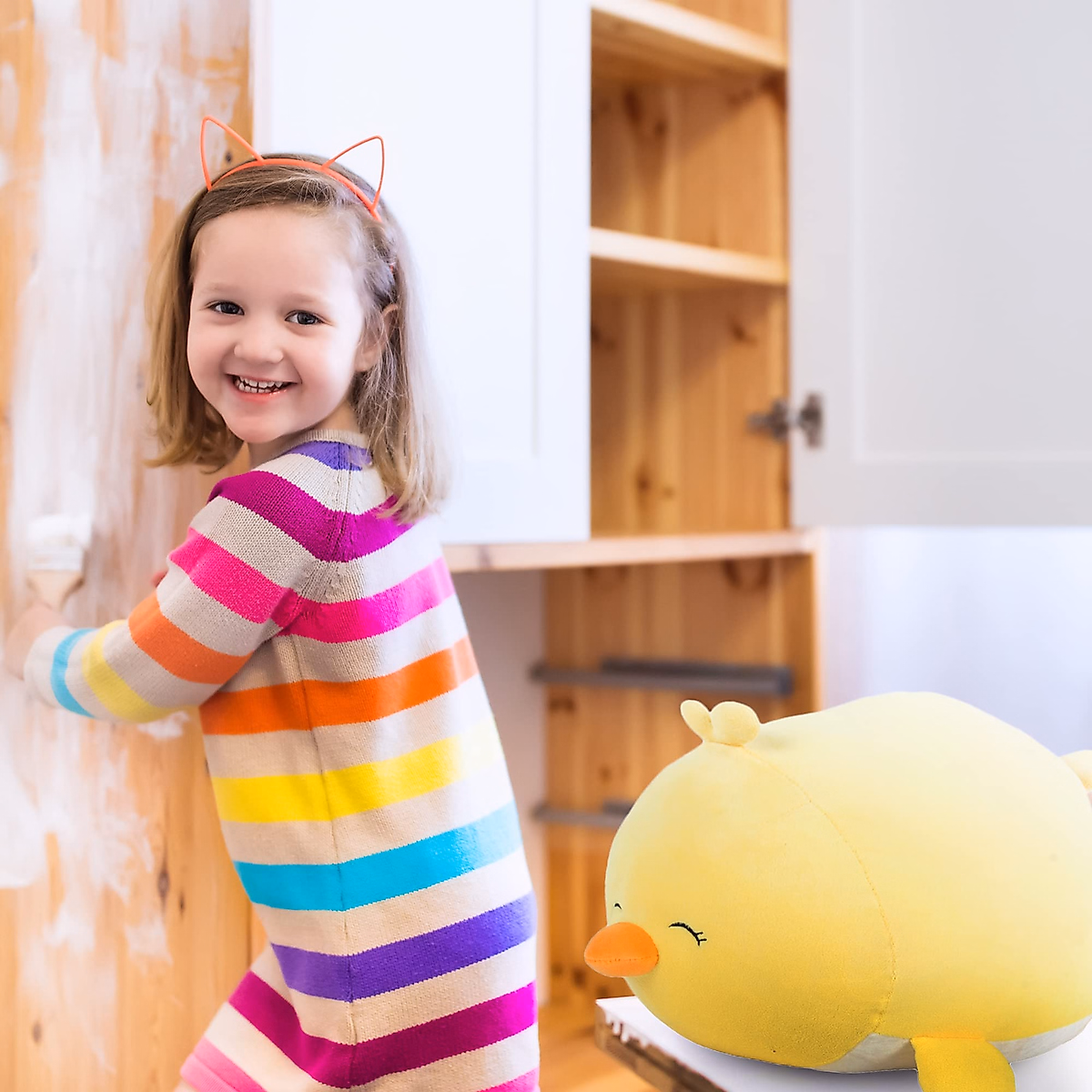 Linzy Plush 15" Smoochy Pals Yellow Chick, Ultrasoft Stuffed Animal Plush Toy, Cute Squishy Hugging Plush Pillow, for Kids, Kawaii