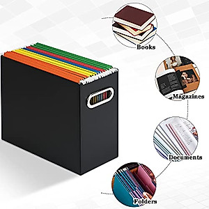 Tunnkit File Organizer, Cardboard Box for Letter Size Hanging File Folder Storage, Collapsible with Handles for Office/Home/School, Black, 4 Packs