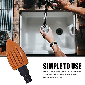 Angoily Head Garden Machine Accessories Clog Hose Black Flush Plastic Sewer Drain Connector Tools Orange Gutter Parts Water Flushing Nozzle Softer Washer Jetter Power Pressure Remover