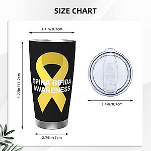 LXWGH Spina Bifida Awareness Tumbler 20oz Stainless Steel Tumbler With Straw & Lid Insulated Water Cups Coffee Mug For Outdoor Travel Festivals Gift