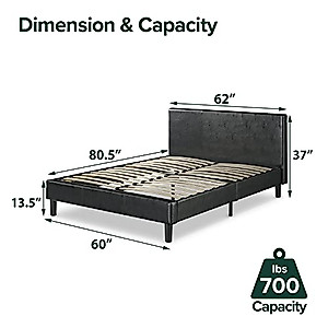 ZINUS Jade Faux Leather Upholstered Platform Bed Frame / Mattress Foundation with Wood Slat Support / No Box Spring Needed / Easy Assembly, Queen