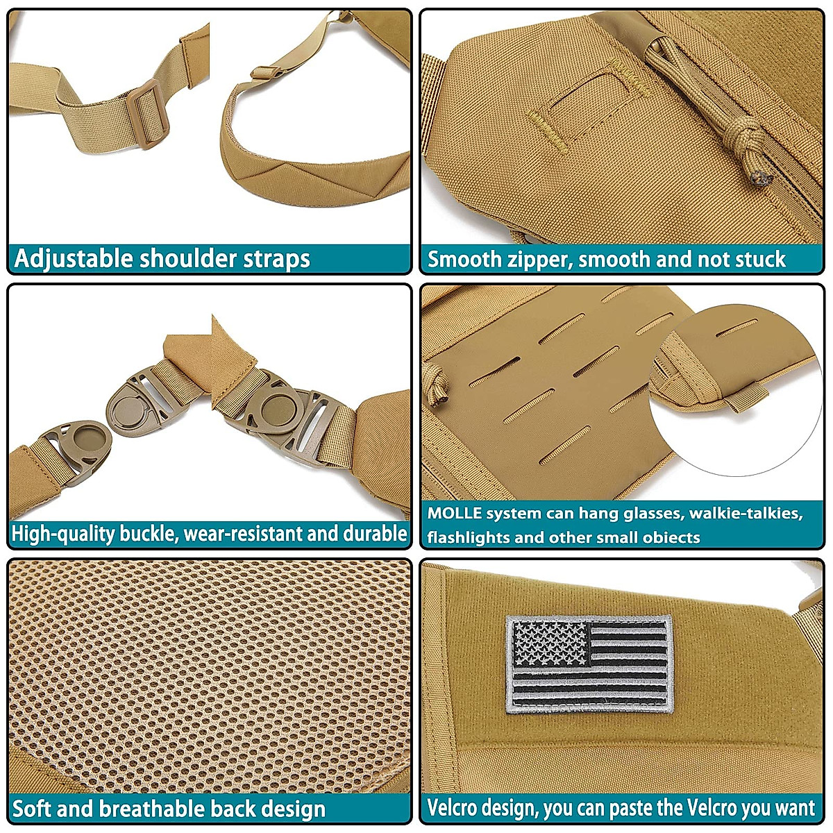 Crossbody Sling Bag for Men Women, Tactical Anti-Thief Conceal Carry Handgun Bag Stealth Personal Pocket Bag Over Shoulder Backpack w.Keychain Carabiner(CP)