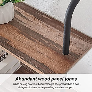 HOMISSUE Industrial Bookshelf 5-Tier Open Wall Mount Ladder Bookshelf, Modern Bookcase with Metal Frame and Wood for Home Office, Wall Mounted Industrial Iron Pipe Shelf, Oak Brown