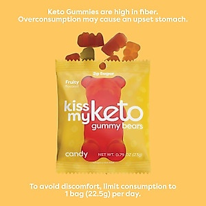 Kiss My Keto Gummies Candy – Low Carb Candy Gummy Bears, Keto Snack Pack – Healthy Candy Gummys – Sugar Free Gummy Bears, Keto Gummy Bear Candy – Keto Gummy Bears (12-pack)