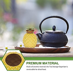 BESTonZON Ceramic Tea Jar Pineapple Shape Tea Tins Containers with Leaf Lid Porcelain Tea Pot Coffee Sugar Storage Canisters Empty Food Storage Jar for Home Kitchen Counter Yellow
