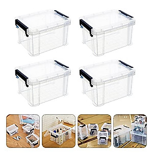 Totority 4Pcs Mini Storage Bins Box with Lid Clear Bead Storage Containers Jewelry Making Organizer for Small Crafts Kit Jewelry Beads Food Storage