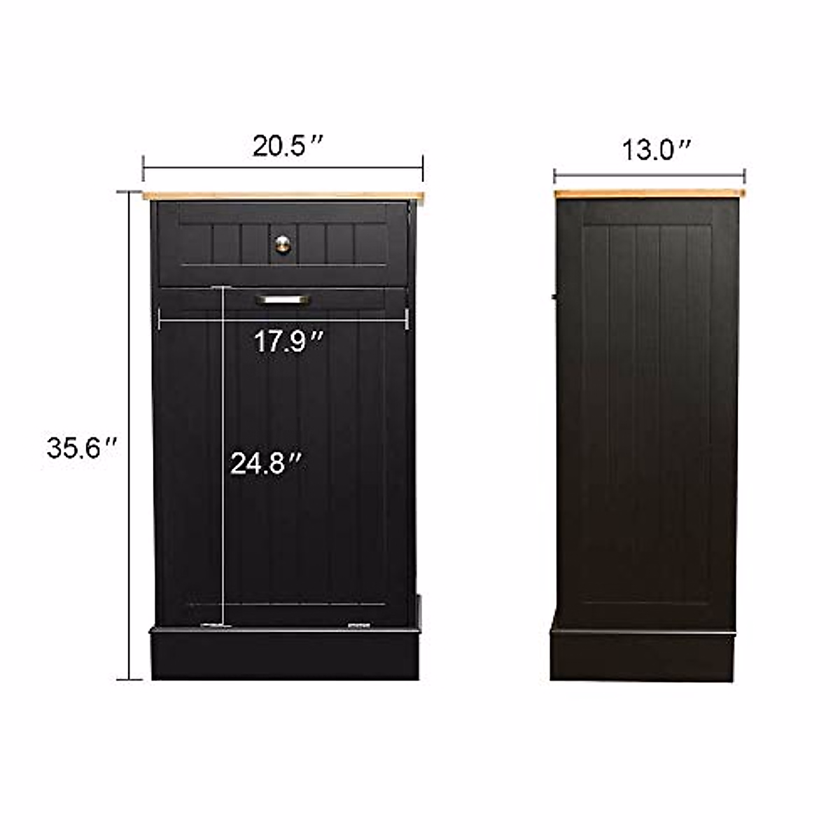 New Kitchen Trash Cabinet,Tilt Out Trash Cabinet with Solid Hideaway Drawer,Free Standing Wooden Kitchen Trash Can Recycling Cabinet Trash Can Holder,Removable Cutting Board (Black)